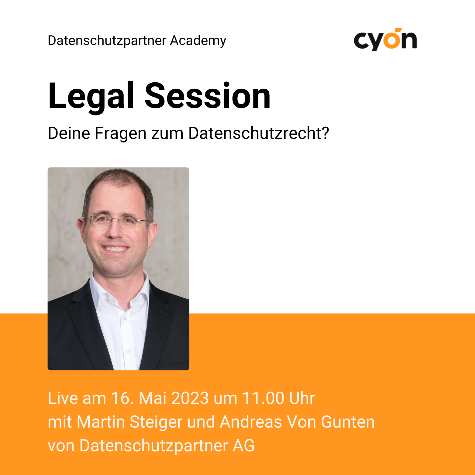 Legal Session mit cyon: Auftrags­verarbeitungs­vertrag, Daten-Export ...