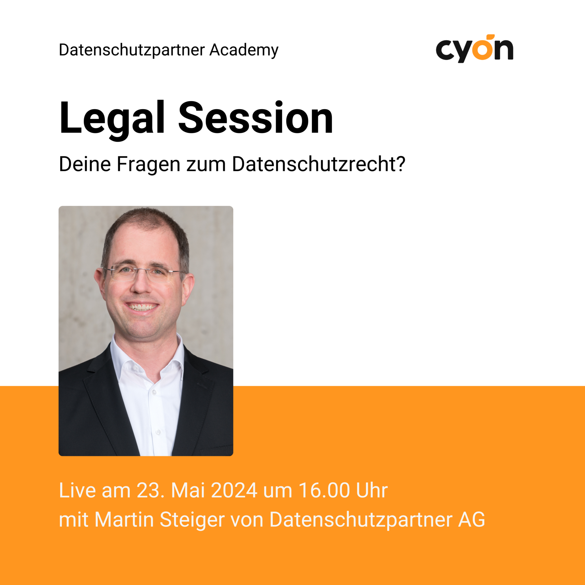 Legal Session mit Cyon: Berufsgeheimnis, Cookie-Banner, Wohnungsfotos ...