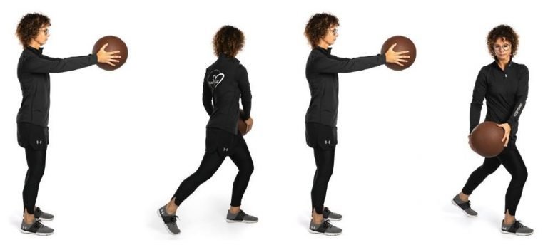 Allenamento con il pallone medicinale – Gambe e glutei: Passo con affondo e forma a 8 con la ...