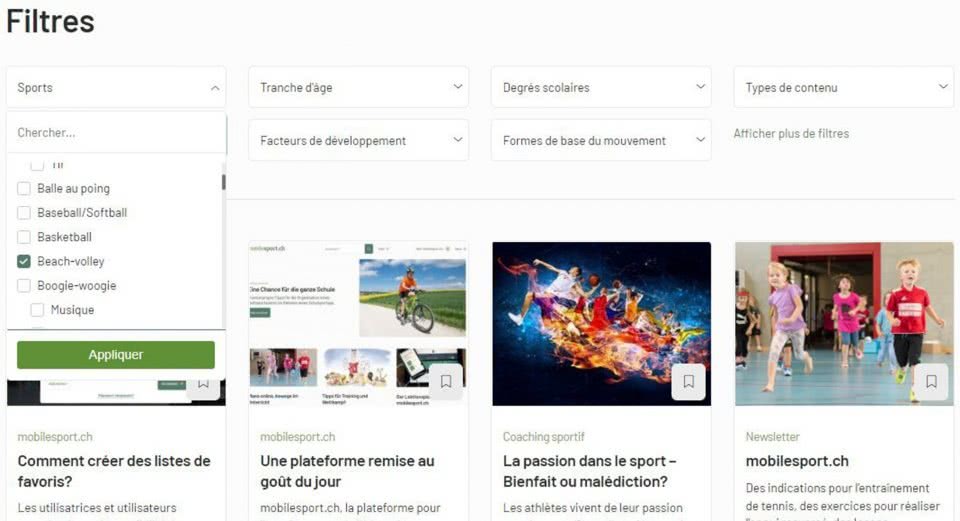 mobilesport.ch: Chercher et trouver des contenus » mobilesport.ch