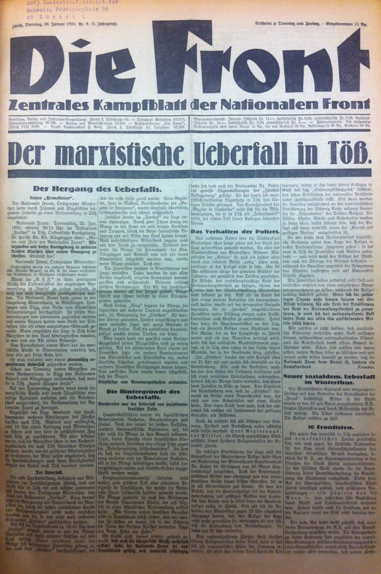Der «Tössemer Krawall» von 1934 » workzeitung.ch